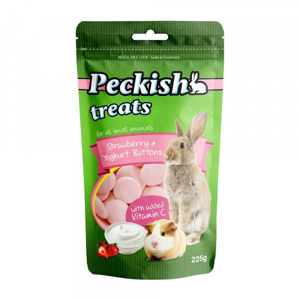 PECKISH SMALL ANIMAL YOGHURT TREATS STRAWBERRY 225G – Head to Tail Pets