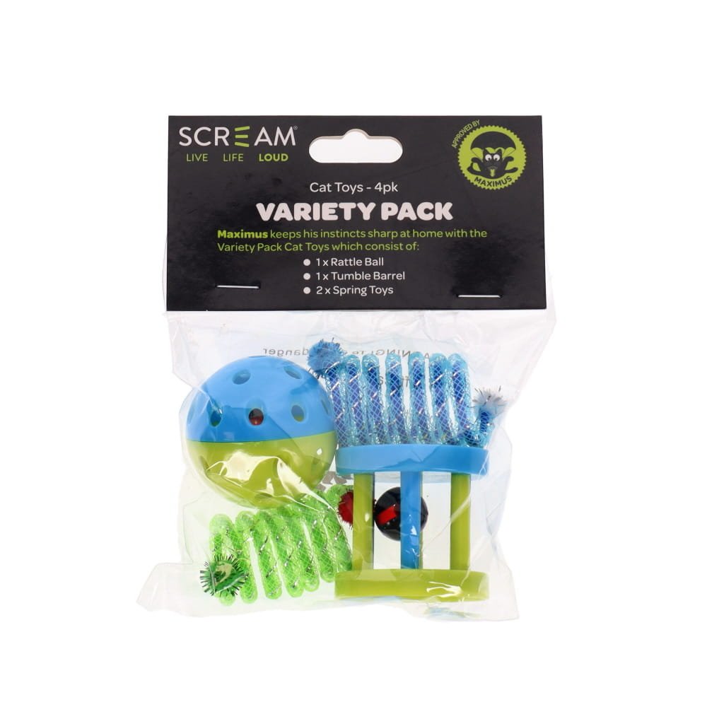 SCREAM CAT TOYS VARIETY PACK 4 PACK – Head to Tail Pets