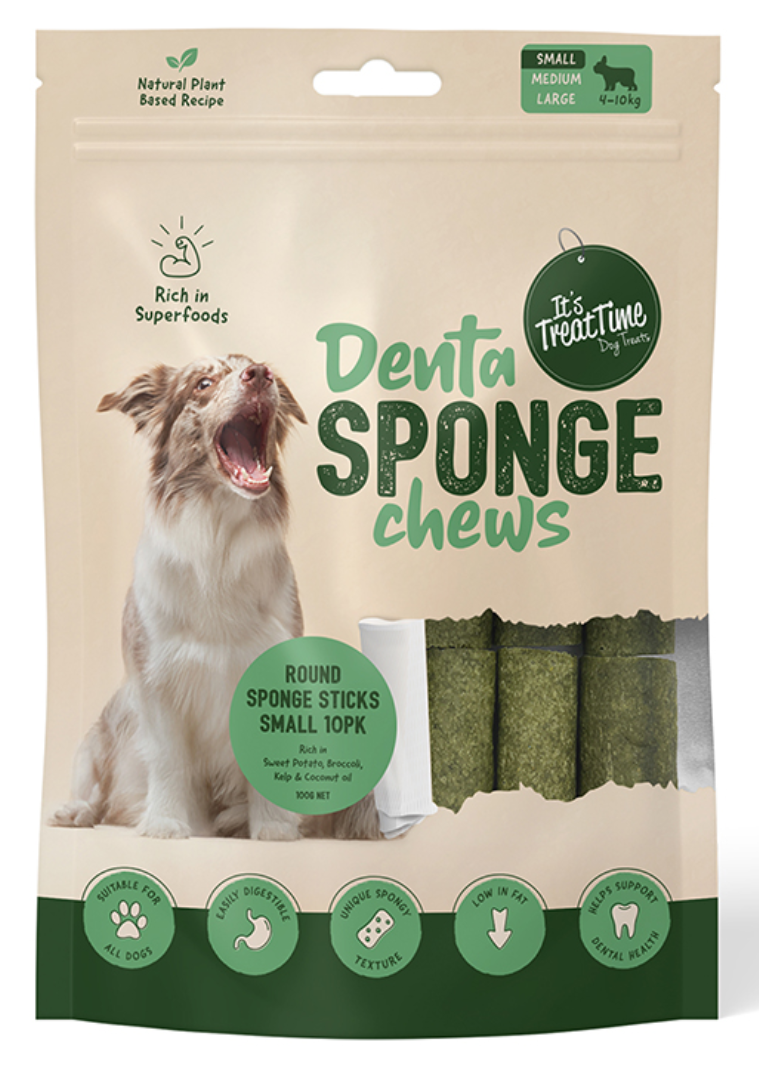 IT'S TREAT TIME DOG DENTA SPONGE CHEWS STICKS ROUND – Head to Tail Pets