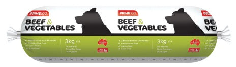 PRIME 100 DOG ROLL BEEF & VEGETABLES 3KG – Head to Tail Pets